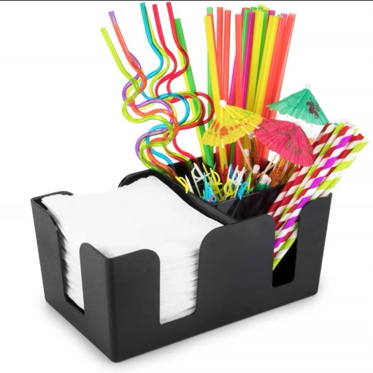 Multi-function Storage Organizer Bar Caddy (Tissue, Straws, Stirrer and ...