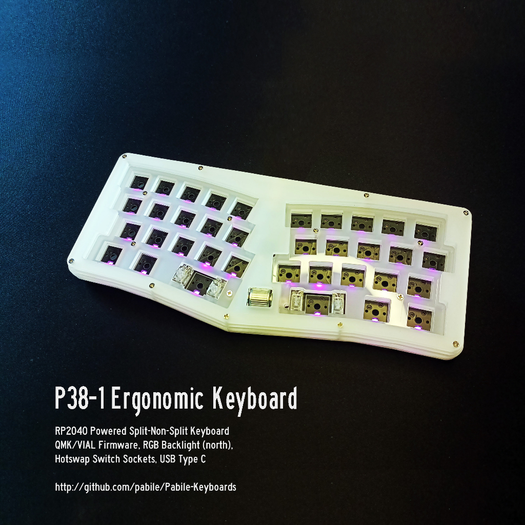 Pabile 38-Key P38 Programmable sub-40% Mechanical Keyboard Barebone QMK ...