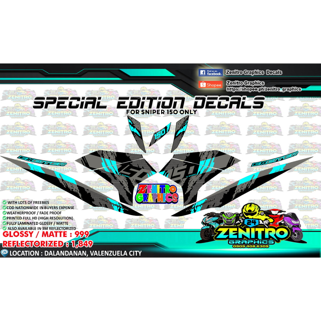 SPECIAL EDITION EXCITER 150 MALAYSIAN DECALS FOR SNIPER 150 (ZENITRO ...
