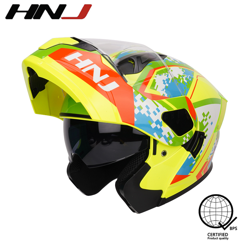 HNJ 937 Motorcycle Helmet Modular with Icc Dual Visors Clear Lens ...