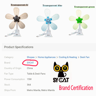 SYCAT Home Electric Fan W/ Clip, Clover Fan Anti-Heat Portable Clip ...