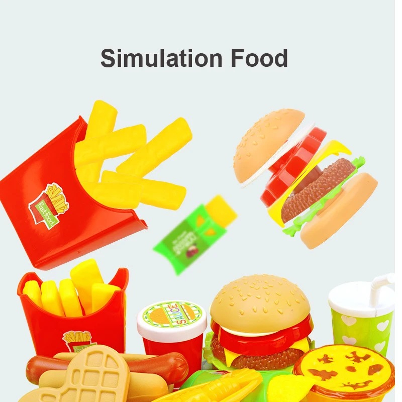 24PCS pretend play food toy set play house burger sandwich french ...