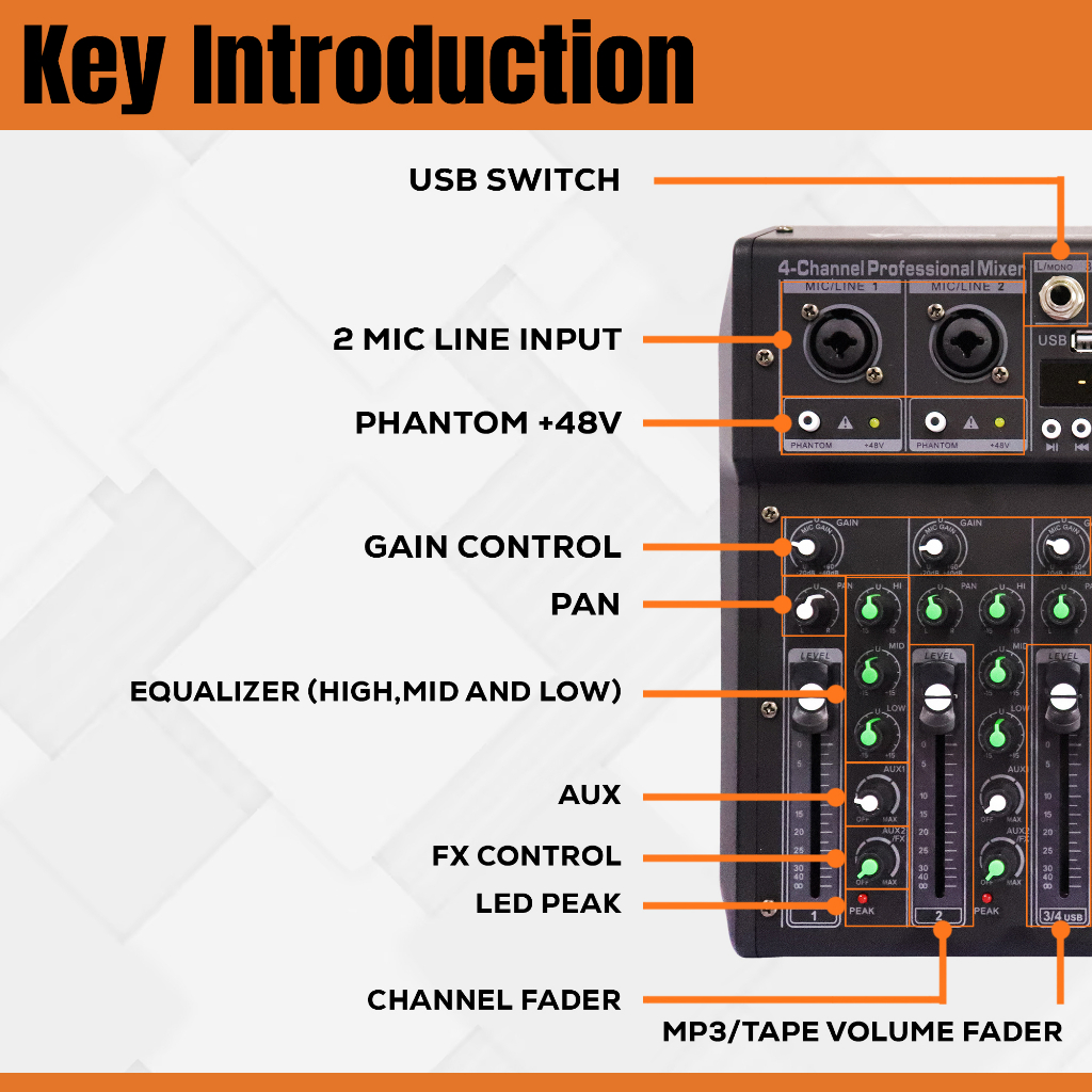 Joson JET 4 Channel Professional Audio Mixer | Shopee Philippines