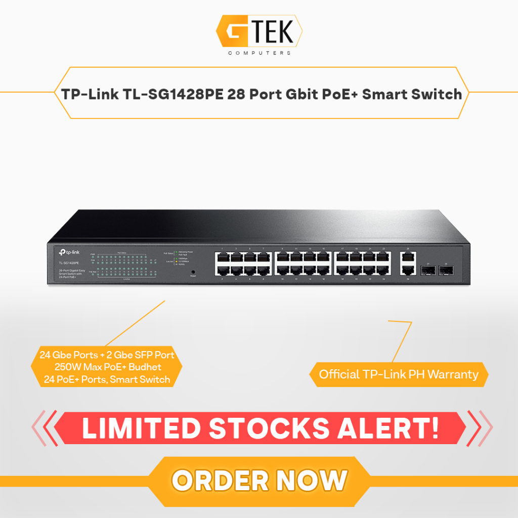 TP-Link TL-SG1428PE 28-Port Gigabit Easy Smart Switch with 24-Port PoE+ ...