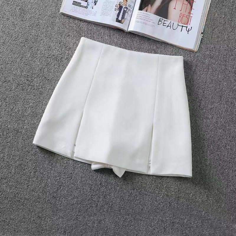 Korean High Waist Skirt Shorts for Women White Black Skirt With Slit ...