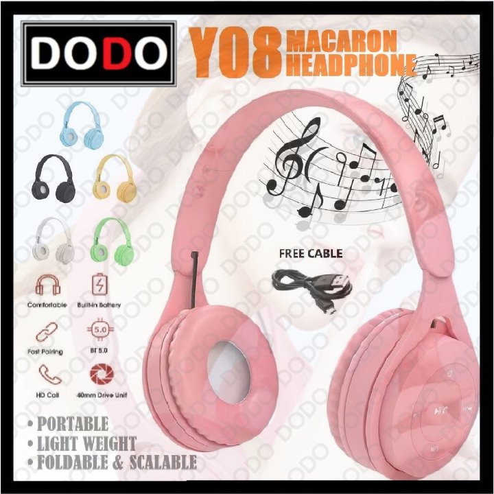 Y08 Bluetooth Headset [Good Quality] Macaron P47/YO8 Wireless ...