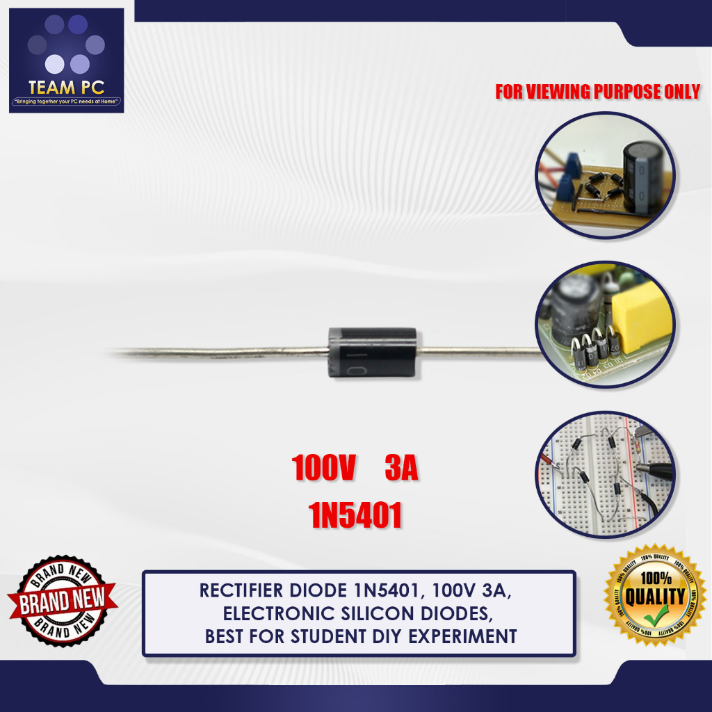 RECTIFIER DIODE 1N5401, 100V 3A, ELECTRONIC SILICON DIODES, BEST FOR ...