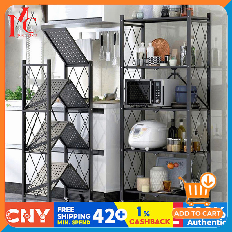 3-4-5 Layer Folding Kitchen Supplies Racks Installation-free Foldable ...