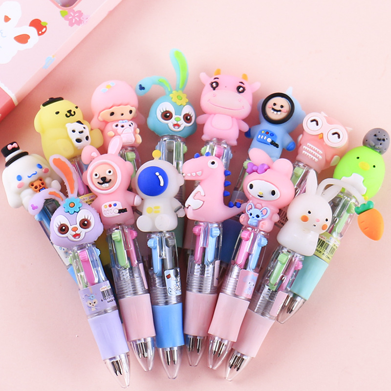 4 Colors Cartoon Animal Ballpoint Pen Cute Mini Pens Novelty Student ...