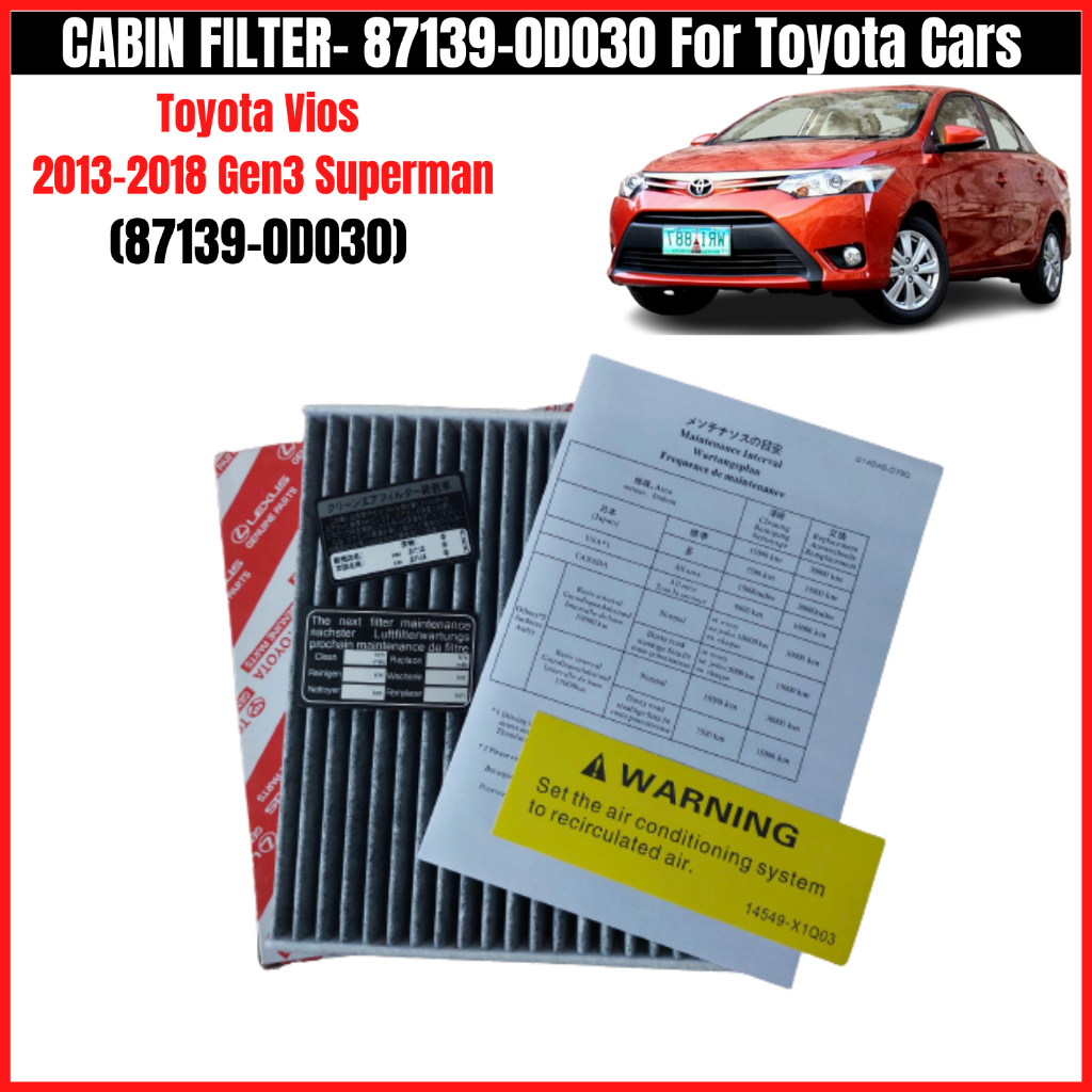 Denso Charcoal Cabin Filter for Toyota Vios 2013-2018 Gen3 Superman ...