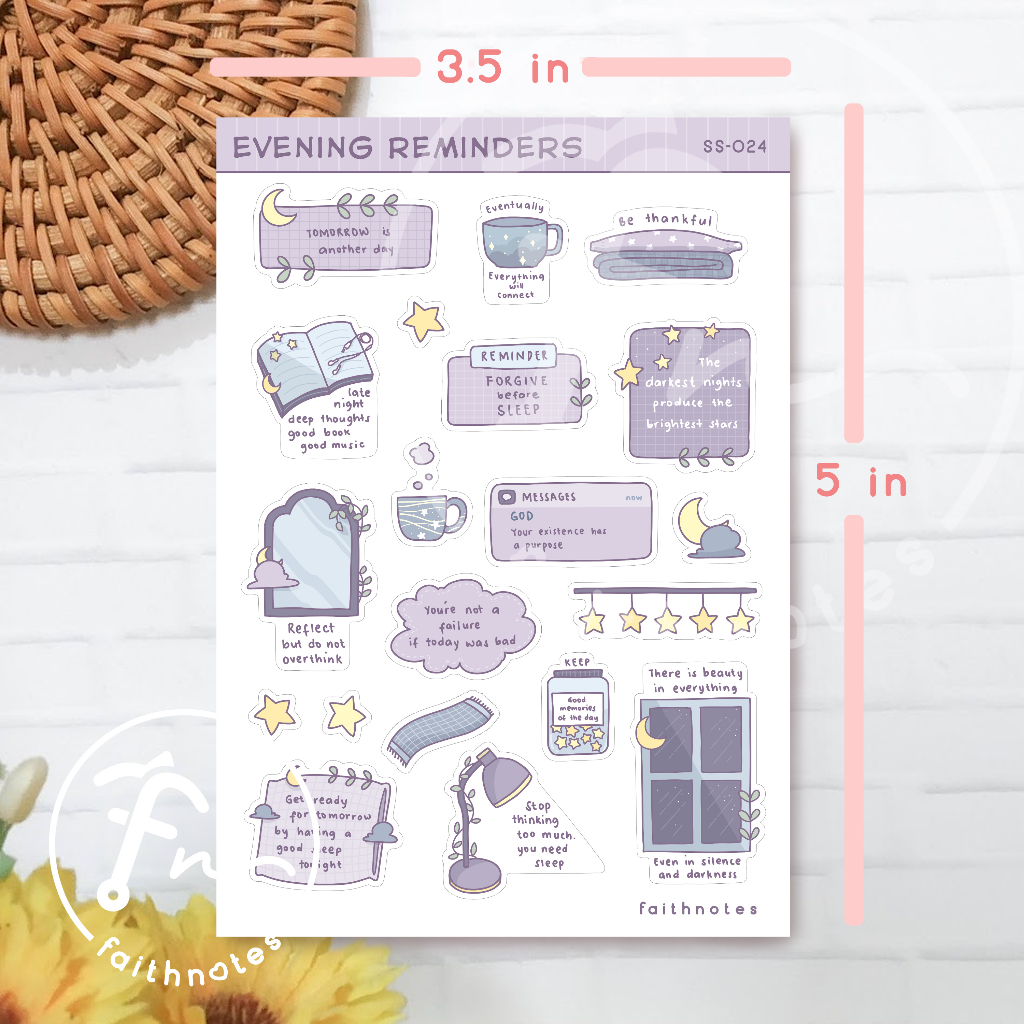 Sticker Sheet - EVENING REMINDERS | Journal Sticker | Planner Sticker ...