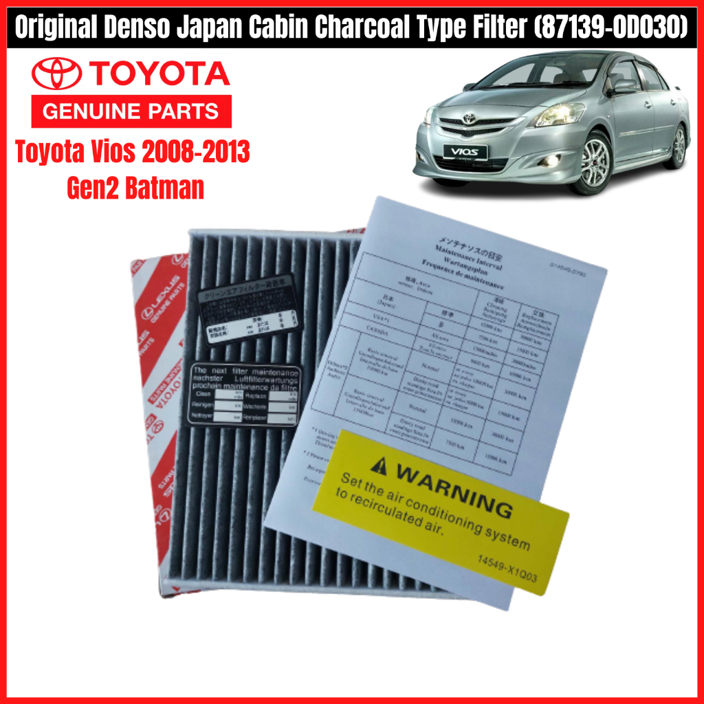 Denso Cabin Filter Charcoal Type for Toyota Vios 2008-2013 Gen2 Batman ...
