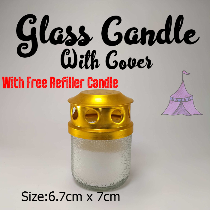 Smokeless Candle windproof Glass Candle with Cover Free Refiller Candle ...