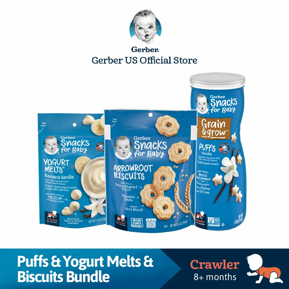 Gerber Puffs & Yogurt Melts & Biscuits Bundle | Shopee Philippines