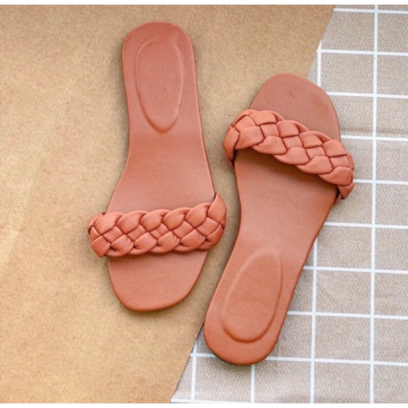 MARIKINA SANDALS One Strap Braided Banig Flat Plain | Shopee Philippines