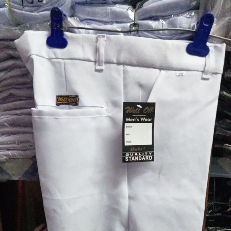 Slacks white for men fabric palm beach makapal | Shopee Philippines