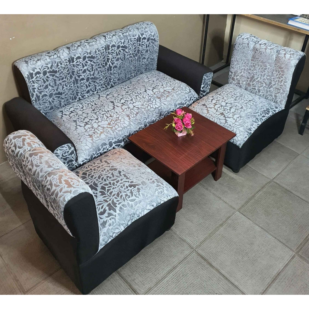 SALA SET GRAY VELVET WITH CENTER TABLE(FREE DELIVERY NCR ONLY) | Shopee ...