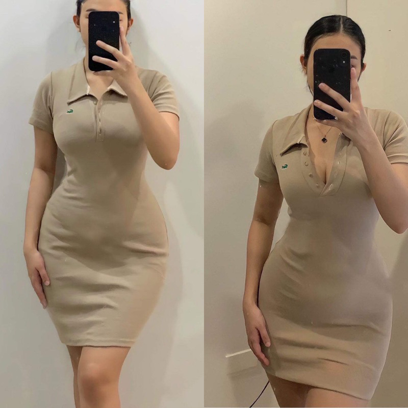 BASIC BUTTONED POLO BODYCON DRESS PH REPRO | Shopee Philippines