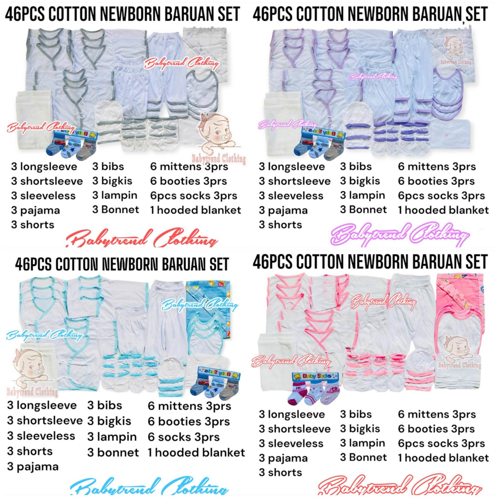 46pcs Cotton Newborn Baruan Set 8colors available | Shopee Philippines
