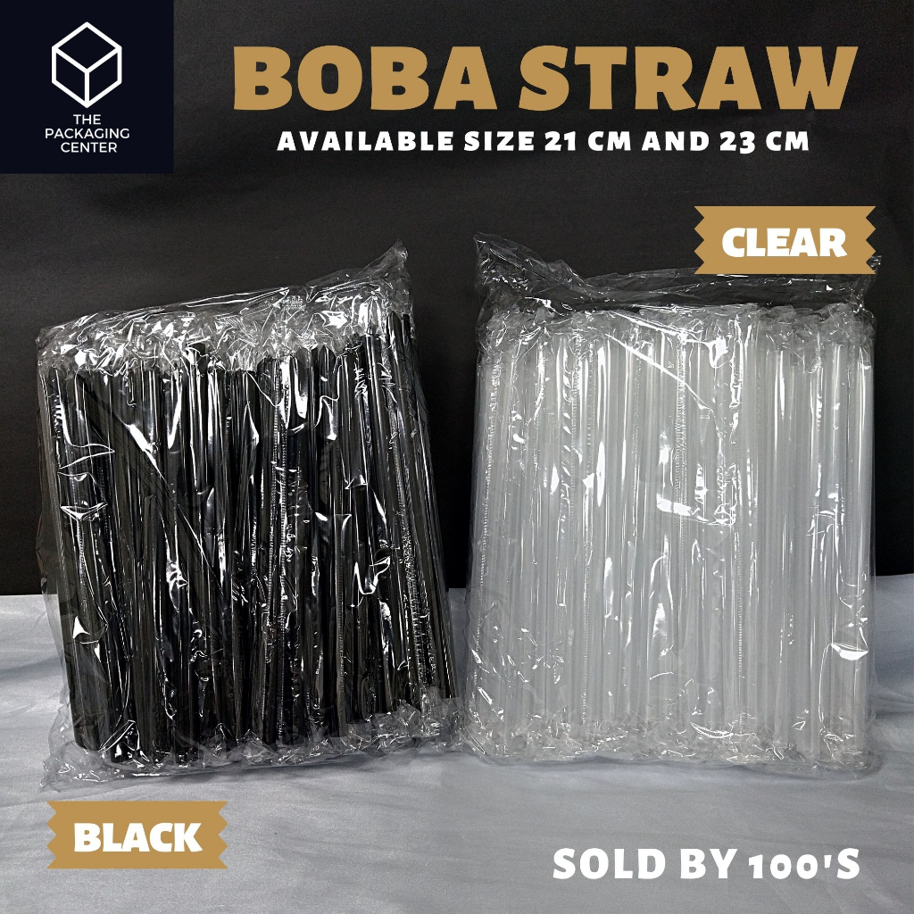 Boba Straw / Pearl Milktea Straw - (Black/Clear) Individually Packed By ...