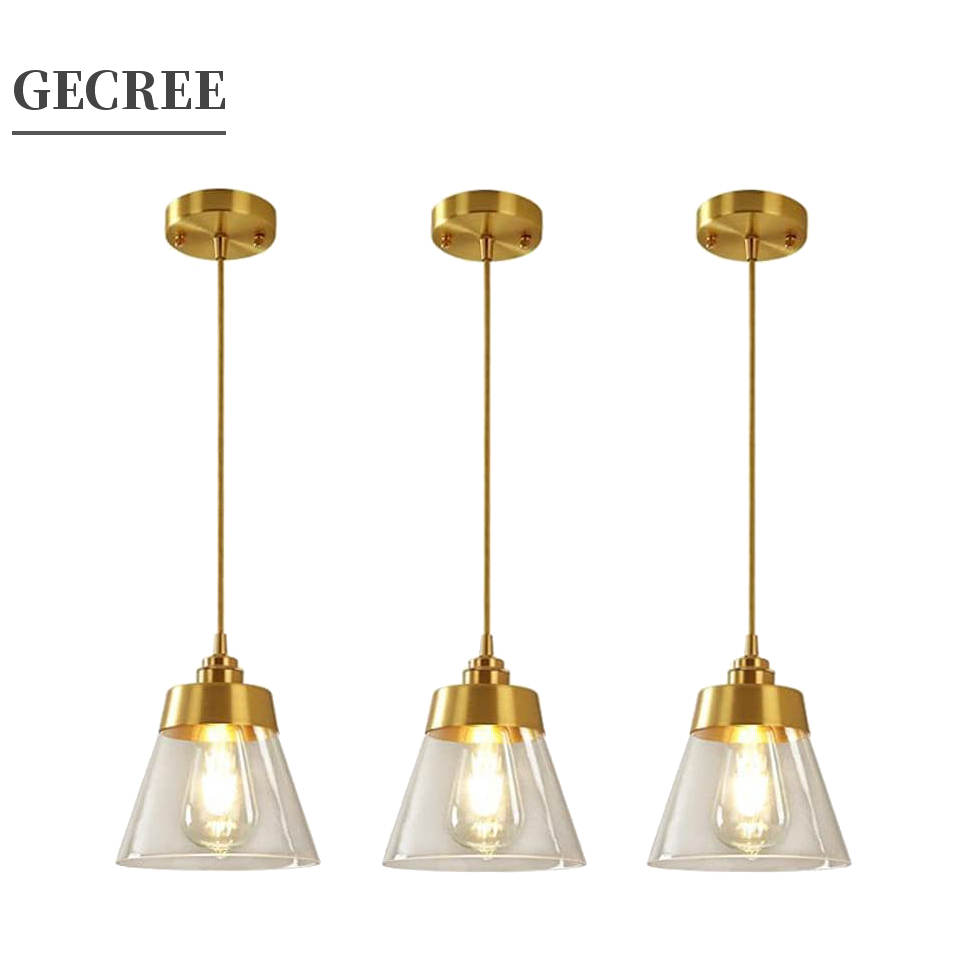 Gecree Chandelier Brass Glass Retro Pendant Light Luxury Dinning Living ...