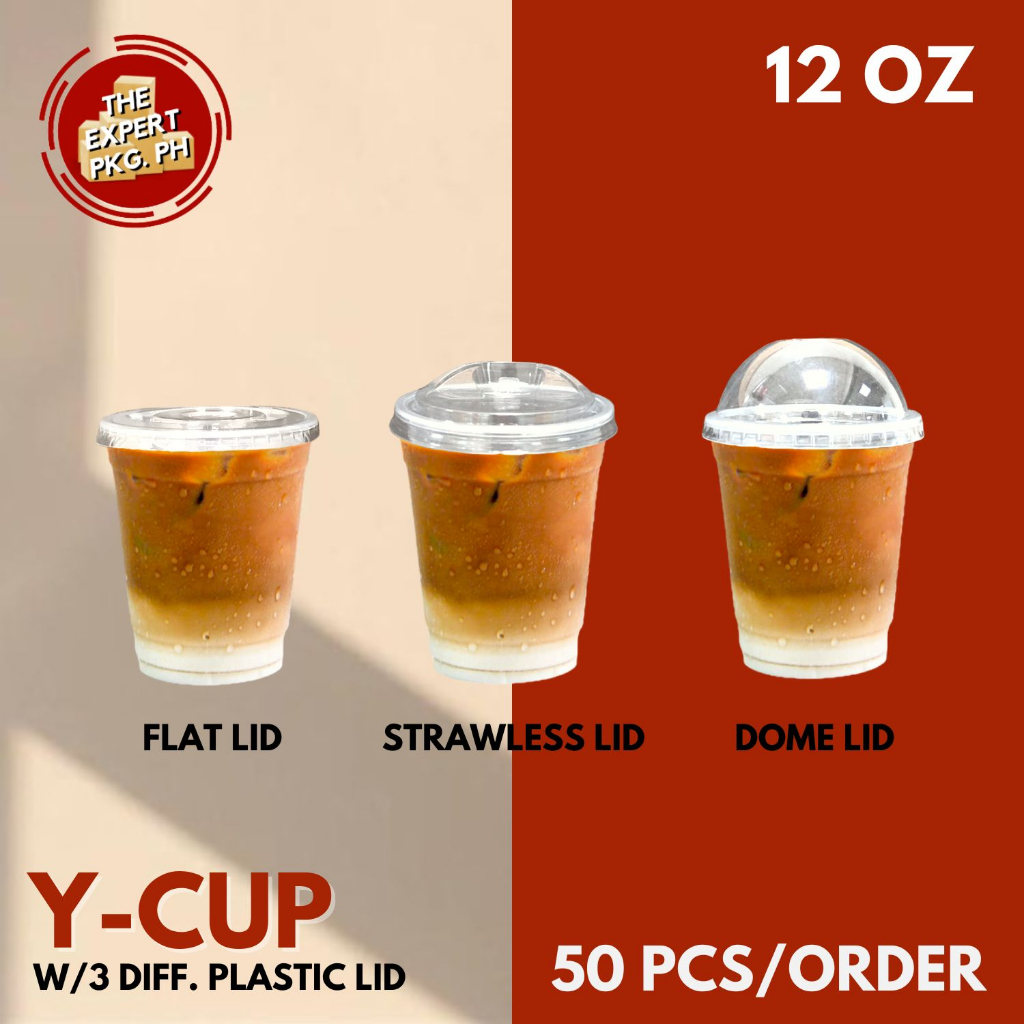 Y-CUP 95mm Plastic PP Milk Tea Cups 8oz/12oz/16oz/22oz-50pcs (Flat Lid ...