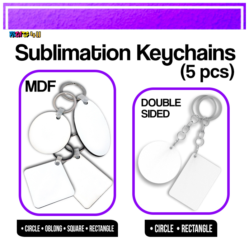 5pcs Sublimation Printable Mdf Wood Keychain Double Sided Metal Key ...