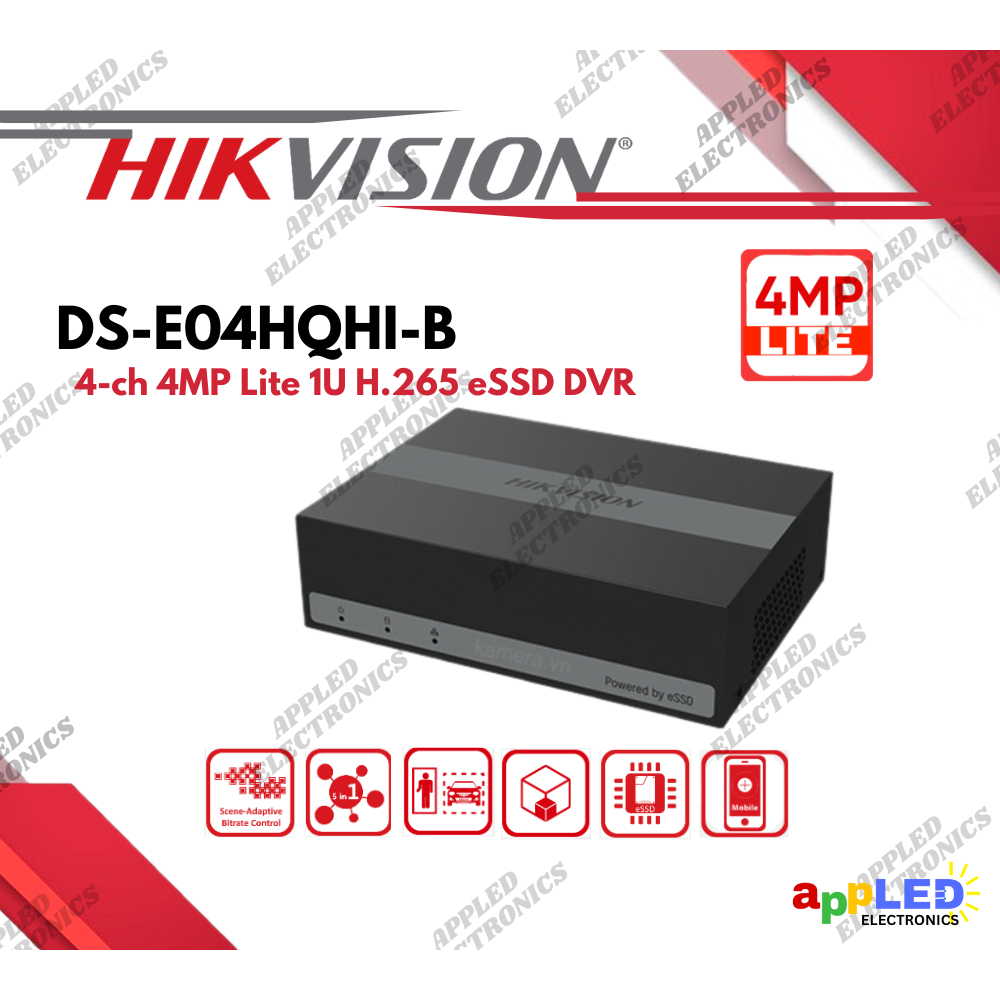 Hikvision DS-E04HQHI-B 4CH 4MP LITE H.265 eSSD DVR with AoC (Audio over Coax) Support | Shopee ...