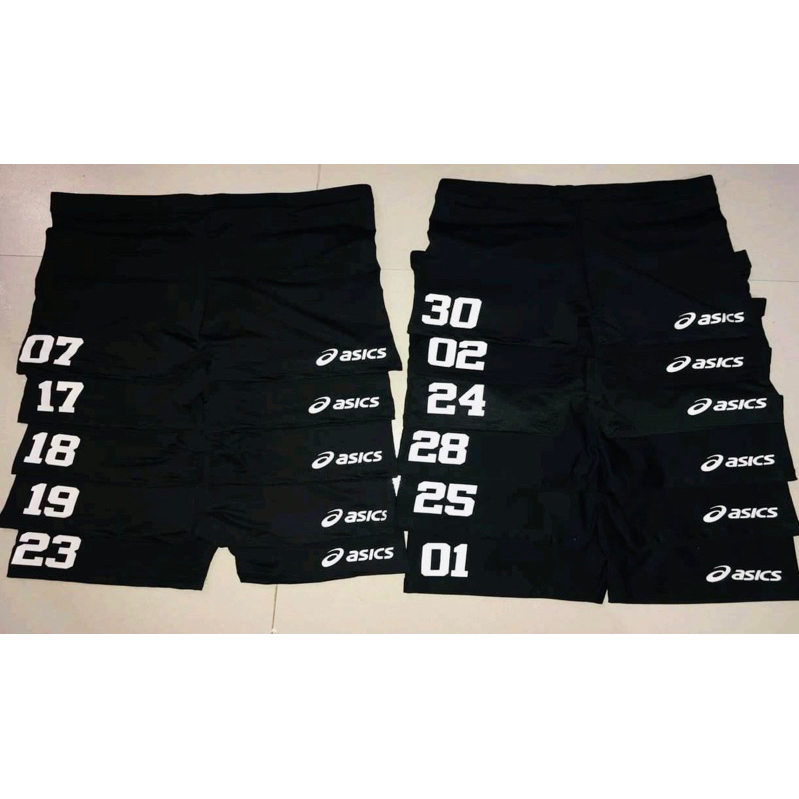 Asics Plain black spandex Short with number | Shopee Philippines
