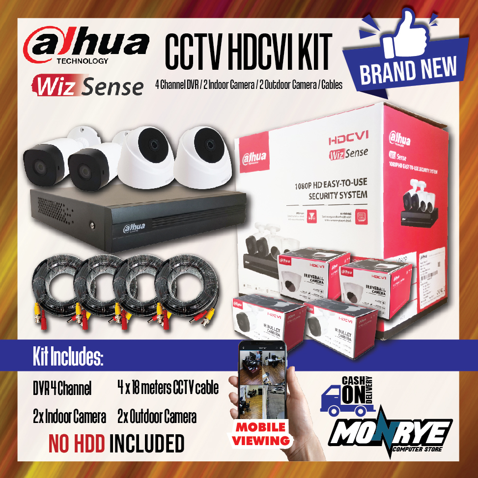 DAHUA CCTV HDCVI KIT BRAND NEW / 4 CHANNEL DVR / 2x Indoor, 2x Outdoor ...