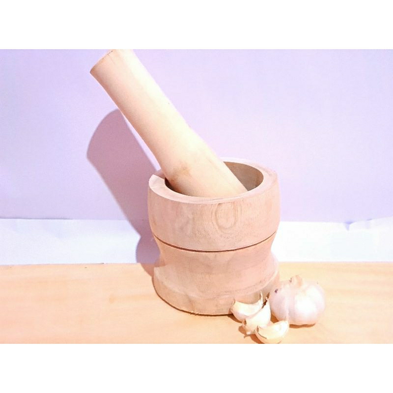 wood mortar pestle almires matibay regular size | Shopee Philippines