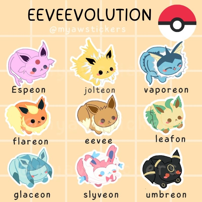Chonky eeveevolution Pokémon waterproof vinyl sticker | myaw stickers ...