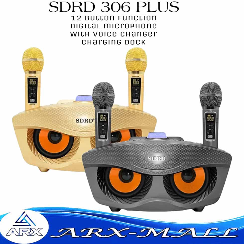 SDRD 306 /SDRD 306 plus/K08 Wireless Bluetooth Dual Microphone Karaoke Portable Stereo Speaker ...