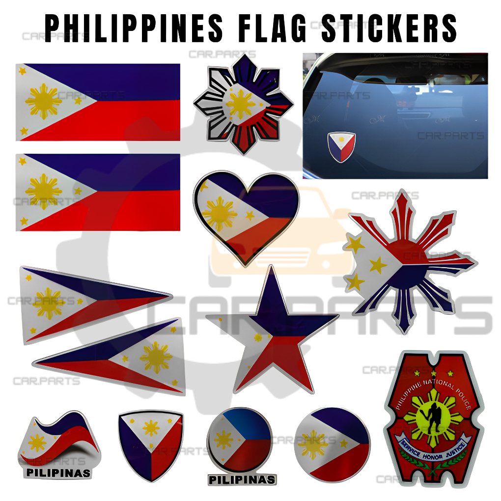 1Pc & 2Pcs Waterproof Philippines Flag Car Sticker Vinyl Material ...