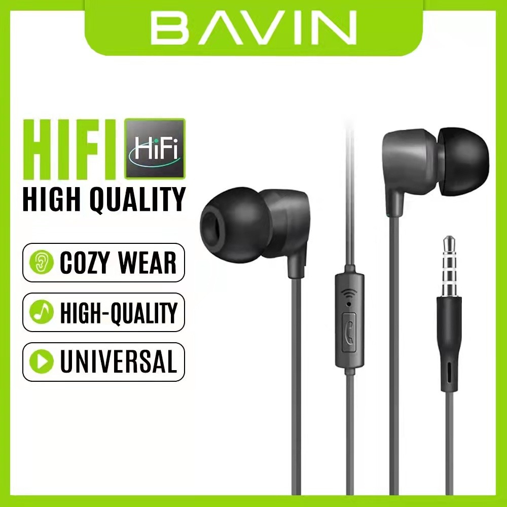BAVIN Earphones HX851 Powerful Sounds with Built-in Mic 3.5mm Jack ...