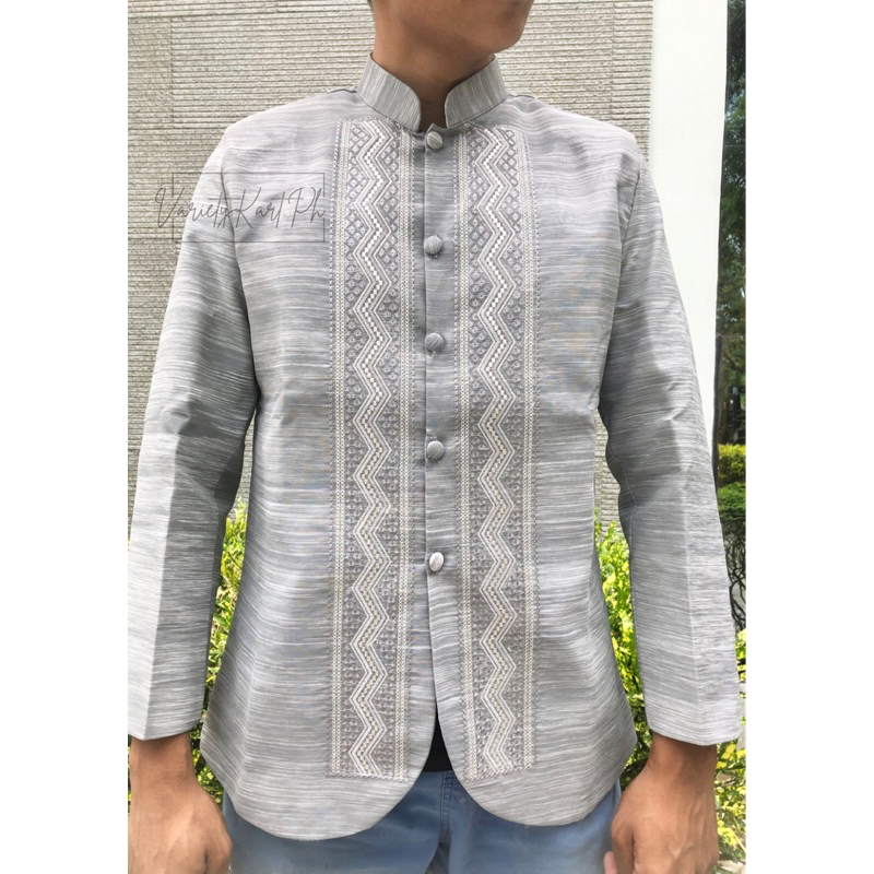 Gray Zigzag Coat Barong For Men | Shopee Philippines