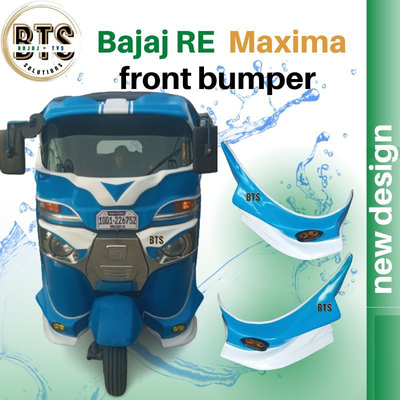 FRONT BUMPER Bajaj RE/ Maxima Z New Design Superb Quality Glossy Fiber ...