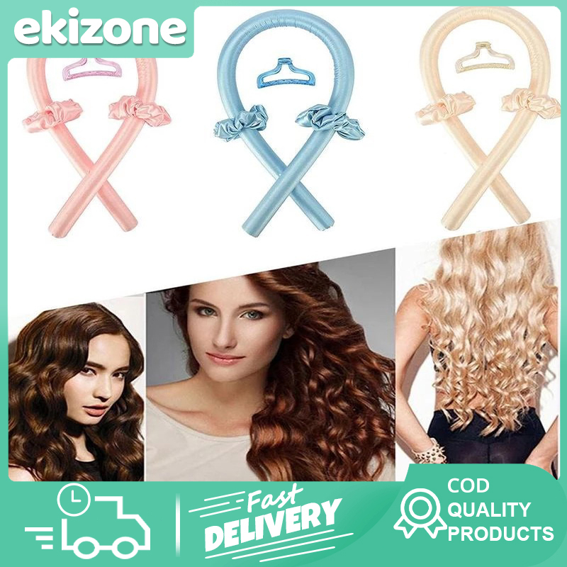 Heatless Curling Rod Headband No Heat Hair Curlers Ribbon Hair Rollers ...