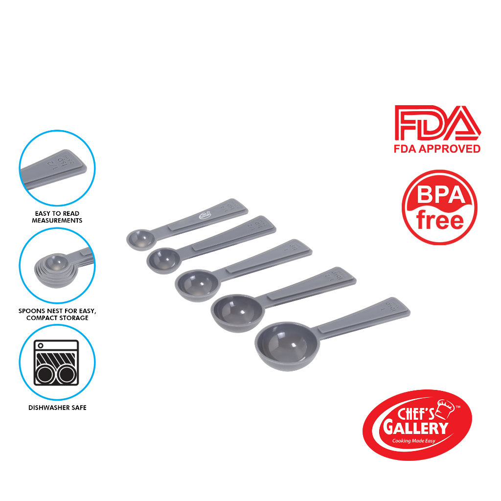 CHEF'S GALLERY Measuring Spoon, Teaspoon And Tablespoon Spoon Sizes ...