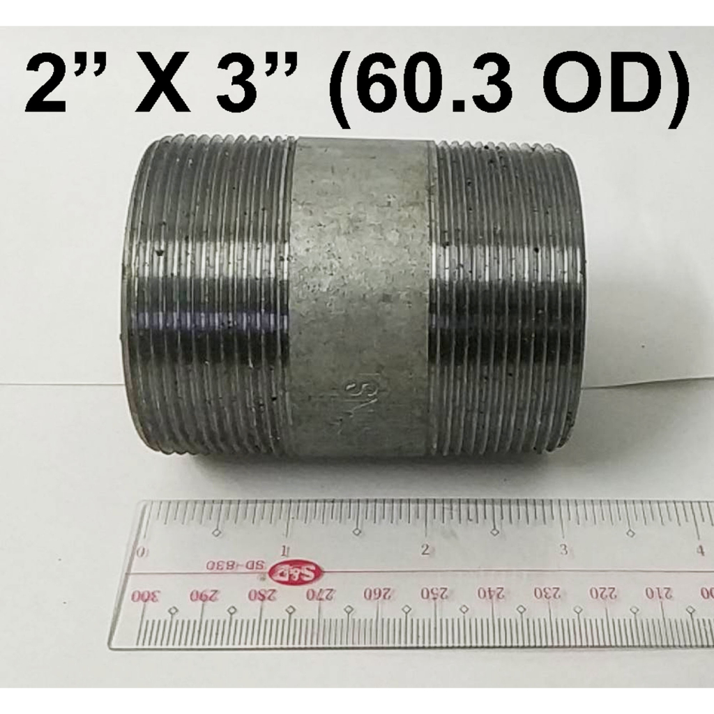 GI NIPPLE 2" X 3" SCH40 THREADED SCREW TYPE GALVANIZED IRON ( 60.3MM OUTSIDE DIAMETER ) ==== 2 ...
