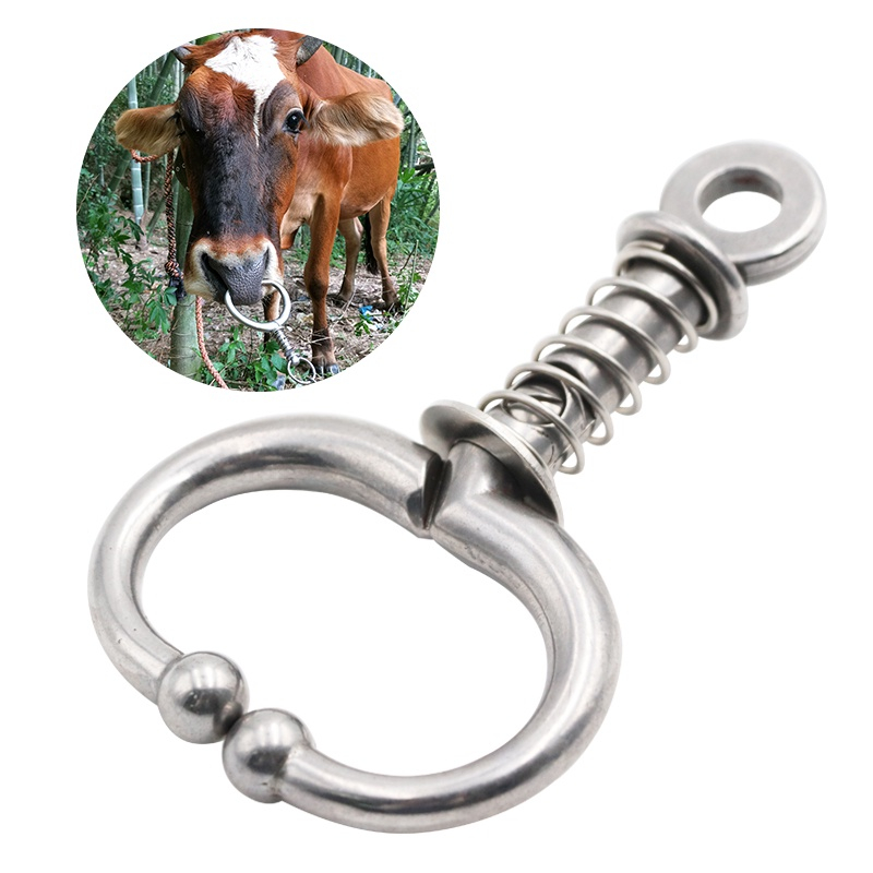 【Hot sale】1Pcs Stainless Steel Bull Cow Cattle Nose Ring Husbandry Big ...