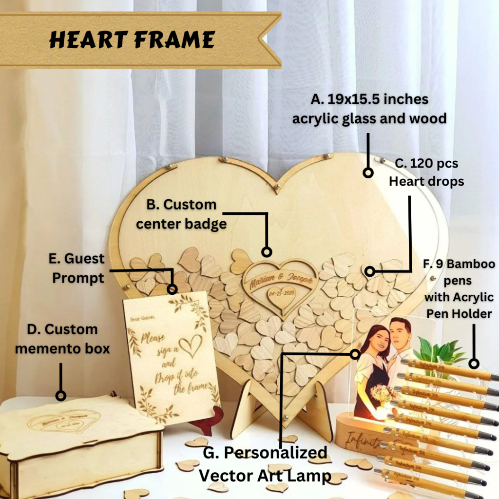 Memento Hearts Drop Events Guest Book Frame | Shopee Philippines