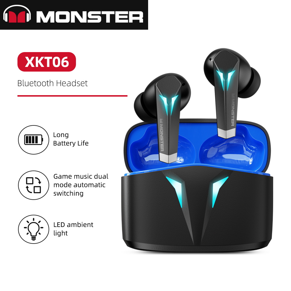 Monster XKT06 TWS Gaming Earbuds 400mAh V5.3 Wireless Bluetooth ...