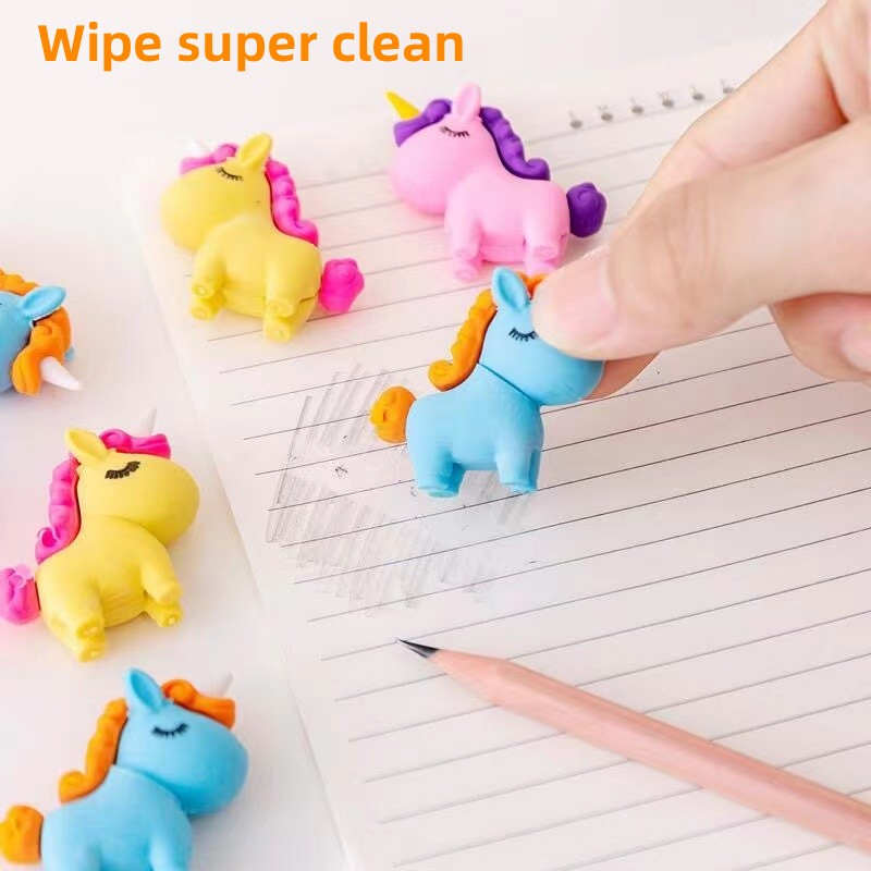 Cute Mini Eraser Unicorn Rubber Dinosaur Correction Animal Cartoon ...