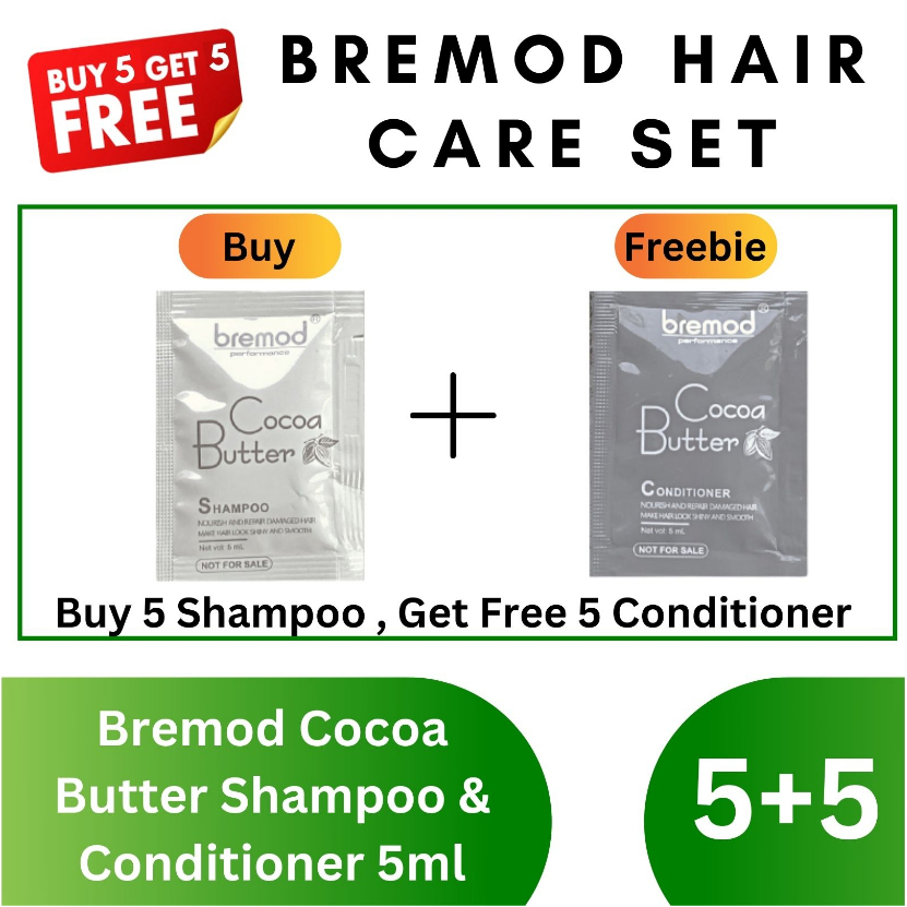 Buy 5 Get 5 Free Bremod Cocoa Butter Shampoo OR Conditioner Sachet 5ml ...