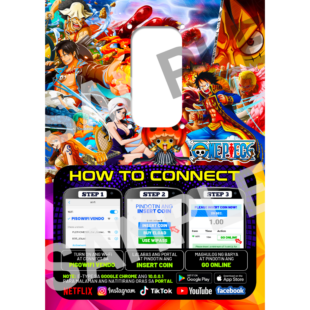 PISOWIFI STICKER ONE PIECE DESIGN (Waterproof) LPB, PISOFI, ADO, WB ...