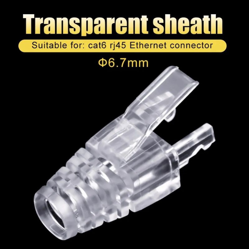 RJ45 Boots Cap Clear Transparent Cover for Cat5 Cat6 Crystal Head Boot ...