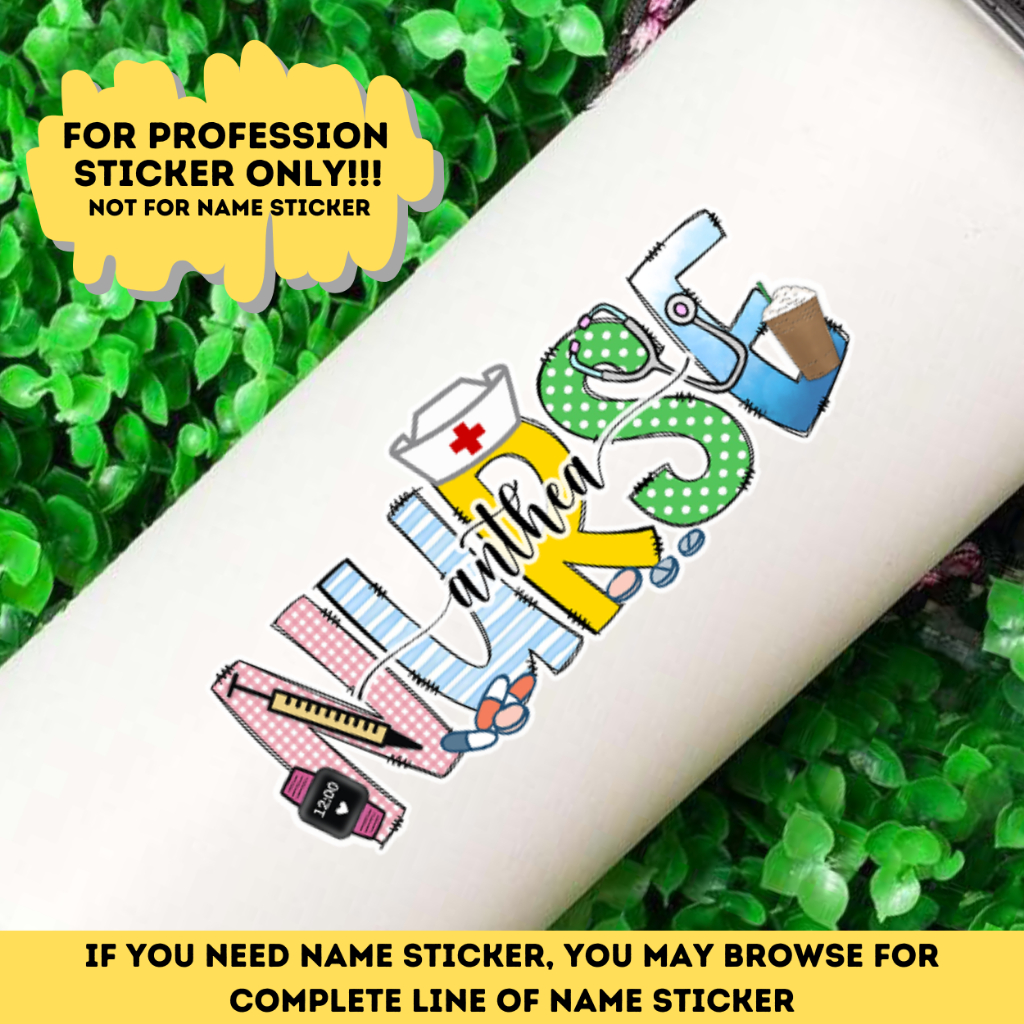 1/2 Personalized Profession Name Vinyl Sticker Waterproof for tumbler ...