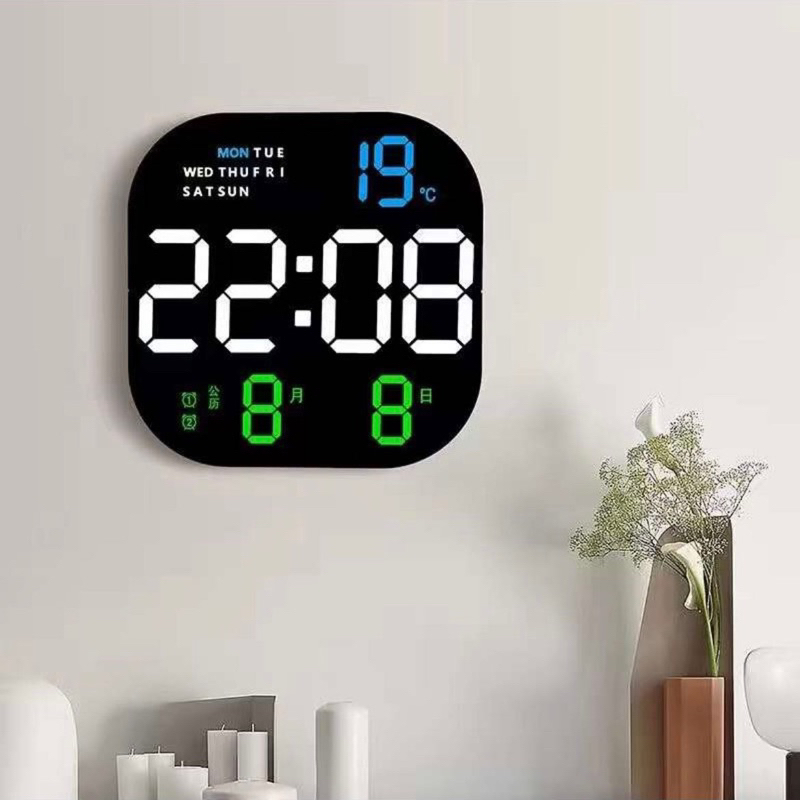 （COD）Led digital wall clock adjustable brightness, time, temperature ...