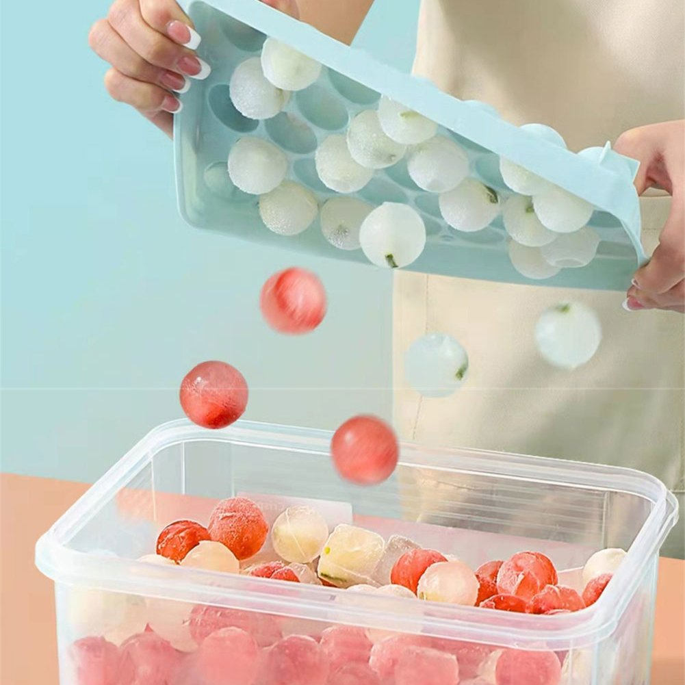 33 Grids Round Ice Ball Tray Ice Cube Maker Mold for Freezer Mini ...